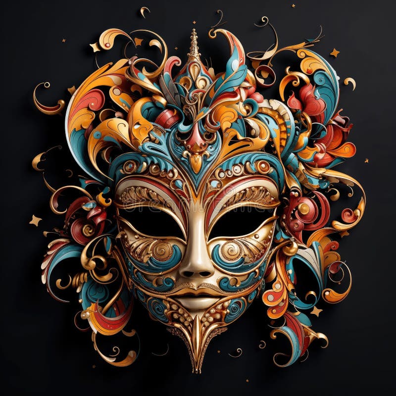 Carnival mask on black stock illustration. Illustration of venetian ...