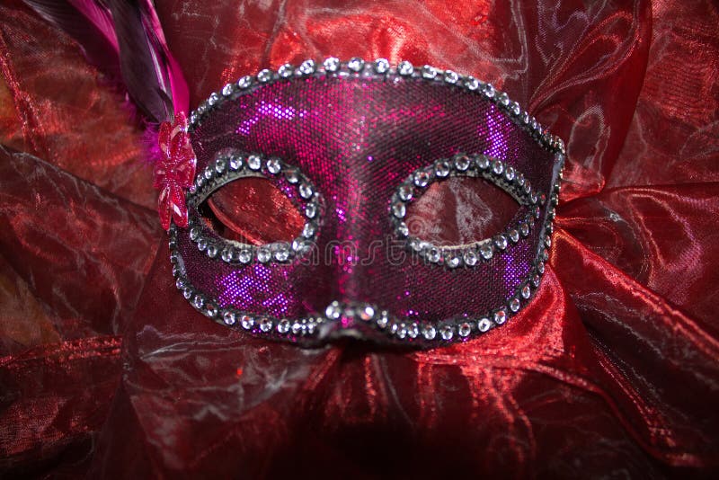 Carnival Mask on Bright Red Cloth Stock Photo - Image of masquerade ...