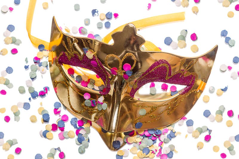 Carnival mask and confetti stock photo. Image of disguise - 29050202