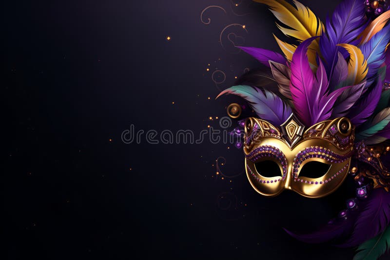 Carnival Mask on a Dark Background, Suitable for Design with Copy Space ...