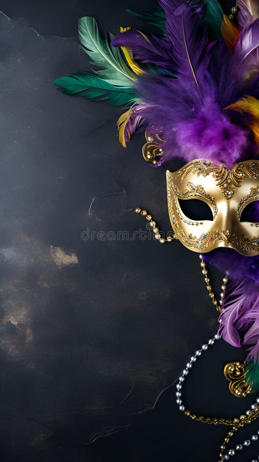Carnival Mask on a Dark Background, Suitable for Design with Copy Space ...