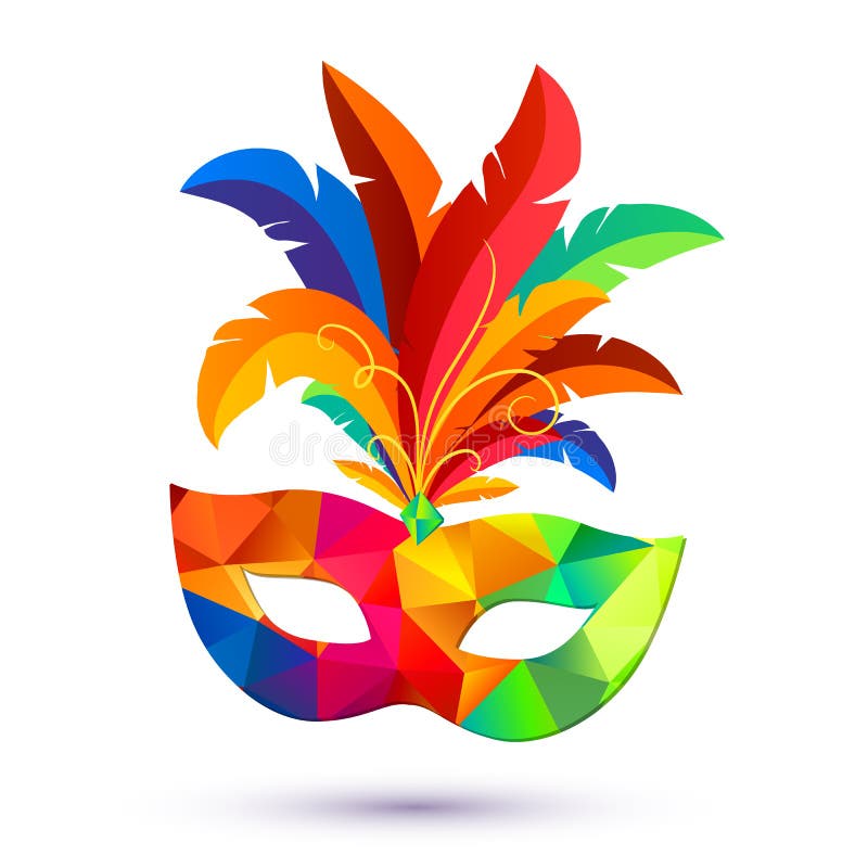 Carnival Mask with Feathers with Colorful Triangles Pattern Stock ...