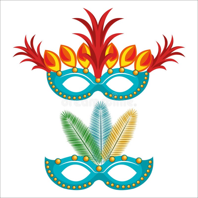 Carnival Mask with Feathers Stock Illustration - Illustration of masks ...