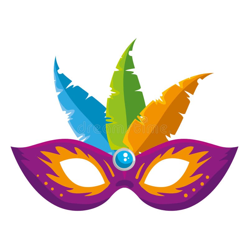 Carnival Mask with Feathers Vector Illustration Stock Illustration ...