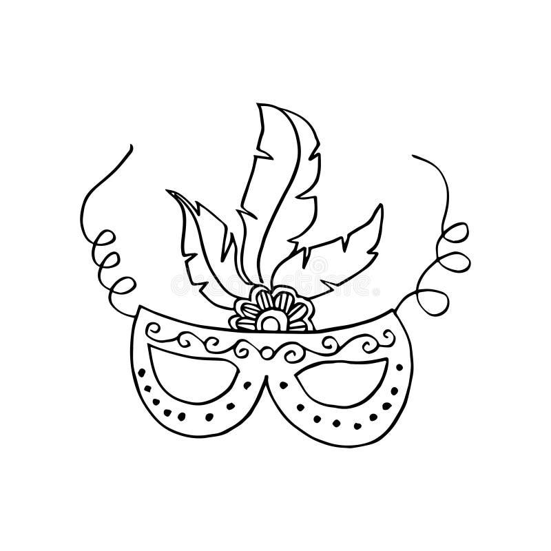 Carnival Mask Hand Drawing. Stock Vector - Illustration of majestic ...