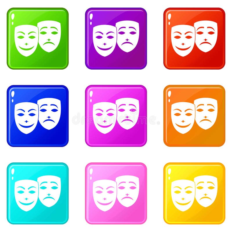 Carnival mask icons 9 set stock vector. Illustration of costume - 96330483