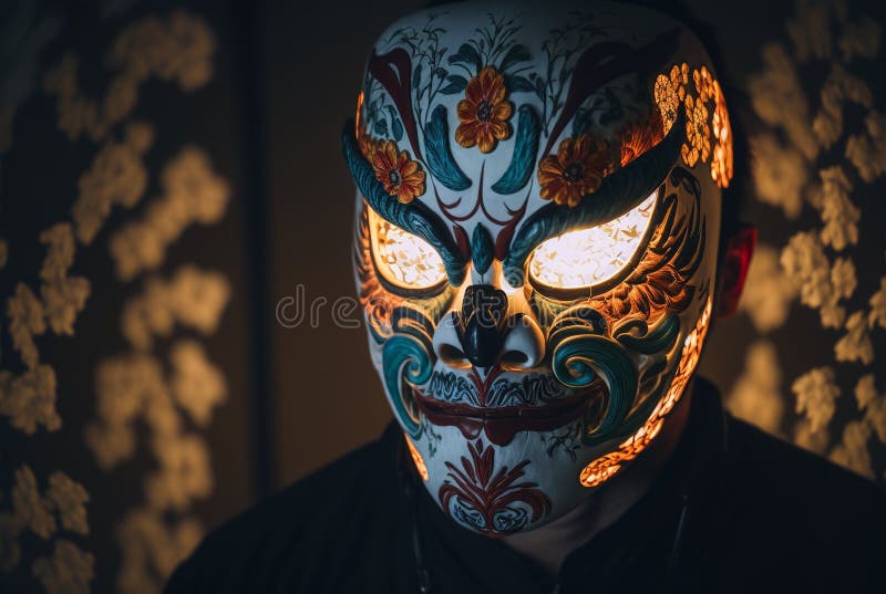 Carnival Mask in the Night, Creative Ai Stock Image - Image of dark ...