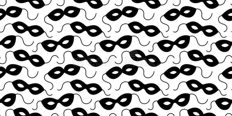 Carnival Mask Vector Seamless Pattern. Black Masquerade Mask Pattern on ...