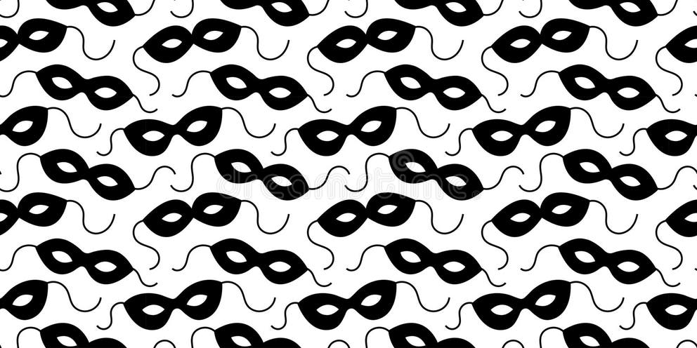 Carnival Mask Vector Seamless Pattern. Black Masquerade Mask Pattern on ...