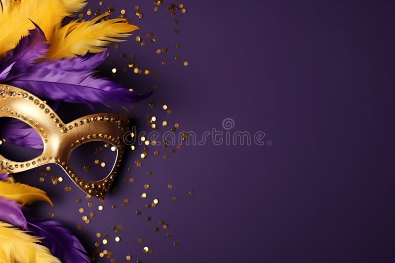 Carnival Mask on a Violet Background, Suitable for Design with Copy ...