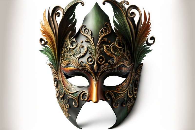 Carnival Masks Front View, Isolated on White Stock Illustration ...