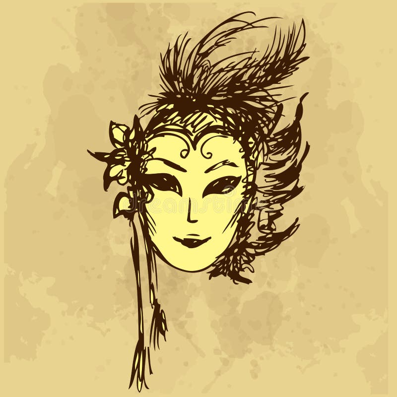 Carnival Masks Hand Drawing Stock Vector - Illustration of ancient ...