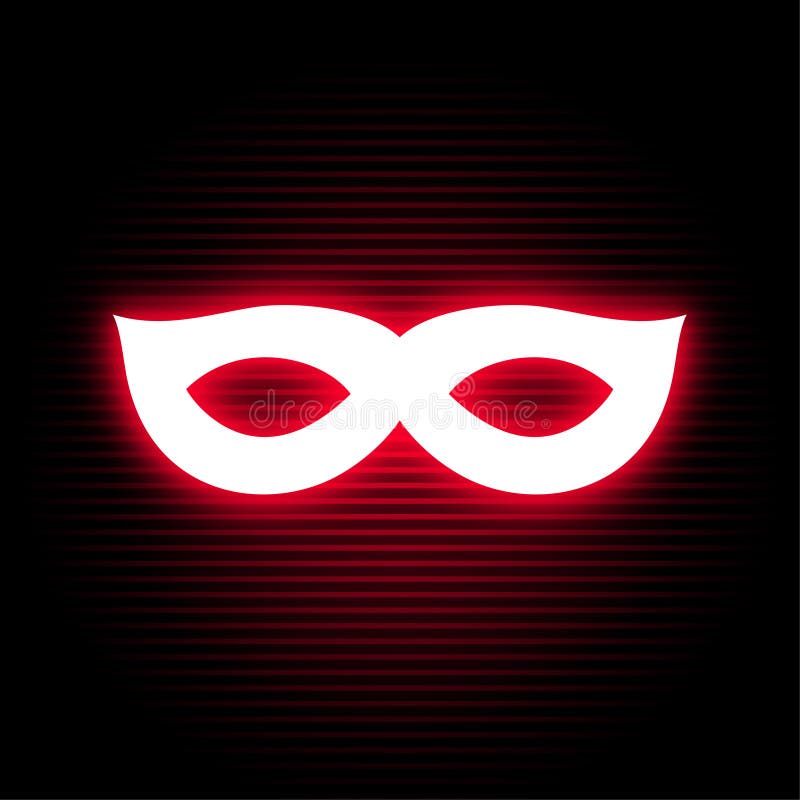 Neon Mask Sign. Glowing Costume Party. Bright Masquerade Symbol. Stock ...