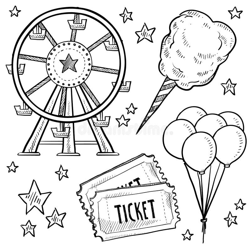 Carnival objects sketch stock vector. Illustration of isolated - 24689718 Carnival objects sketch stock vector. Illustration of isolated - 24689718