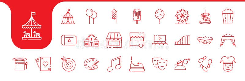 Carnival Parade Lines Icon Set Collection Vector Design Stock Vector ...