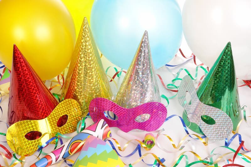Carnival props stock photo. Image of cone, mask, streamers - 3818846