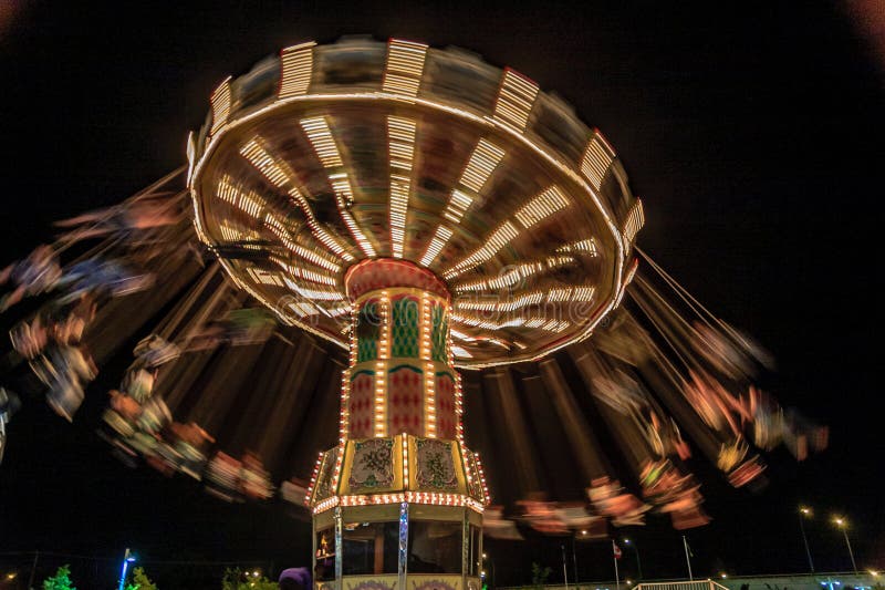 A Carnival Ride is Spinning in the Dark Stock Image - Image of long ...