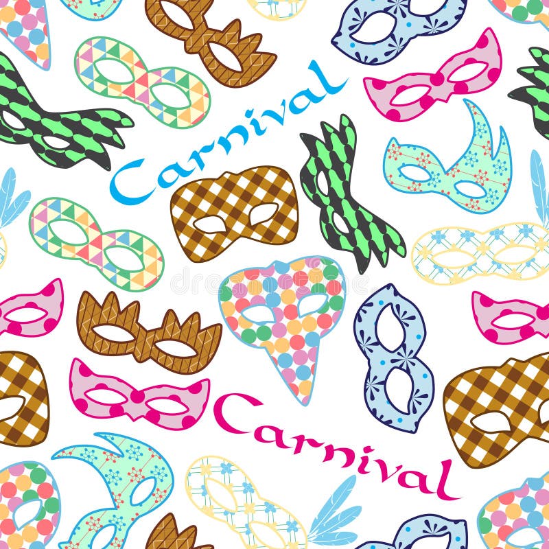 Carnival Rio Colorful Pattern Masks Design Seamless Pattern Stock ...