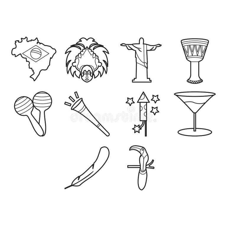 Carnival of rio icon set stock vector. Illustration of simple - 258574808