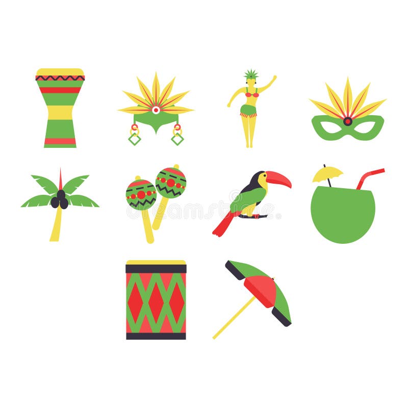 Carnival of rio icon set stock vector. Illustration of cartoon - 301388898