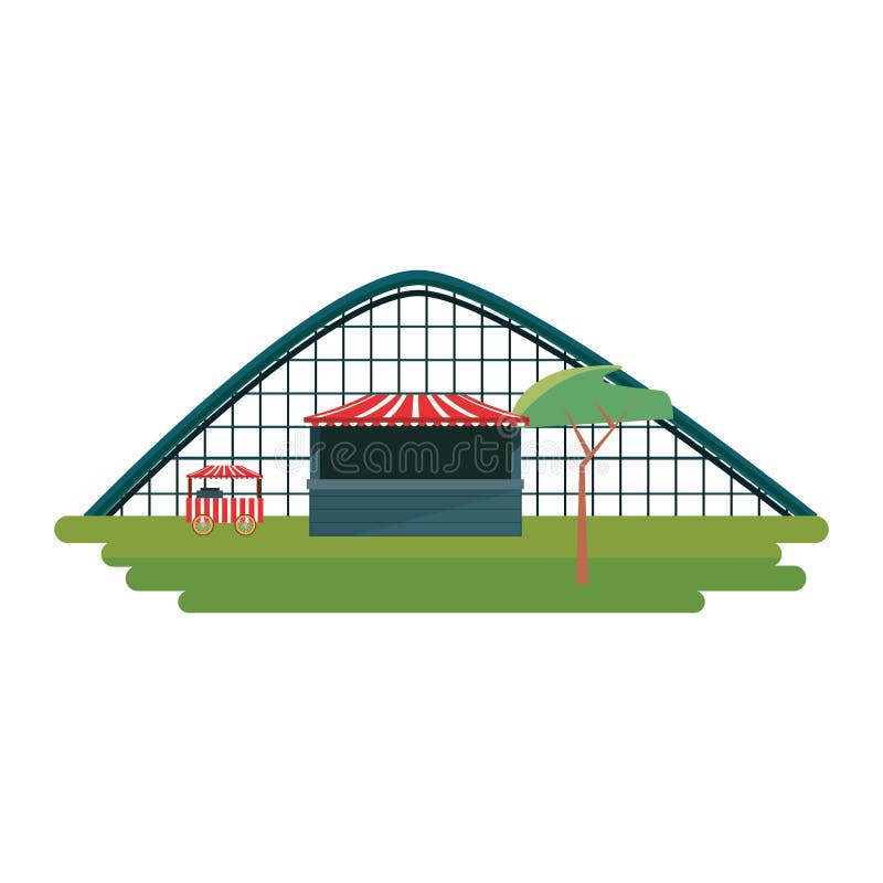 Carnival Roller Coaster Booth Ticket and Tree Stock Illustration ...