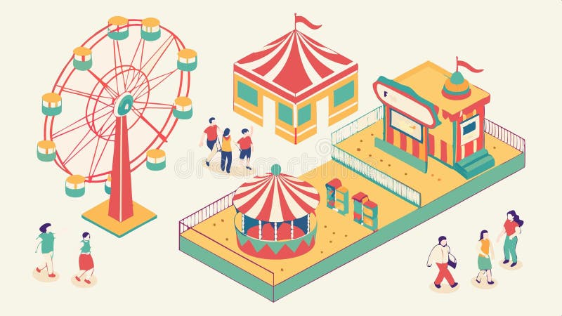 Carnival Scene and Amusement Park Vector Design Generative AI Stock ...