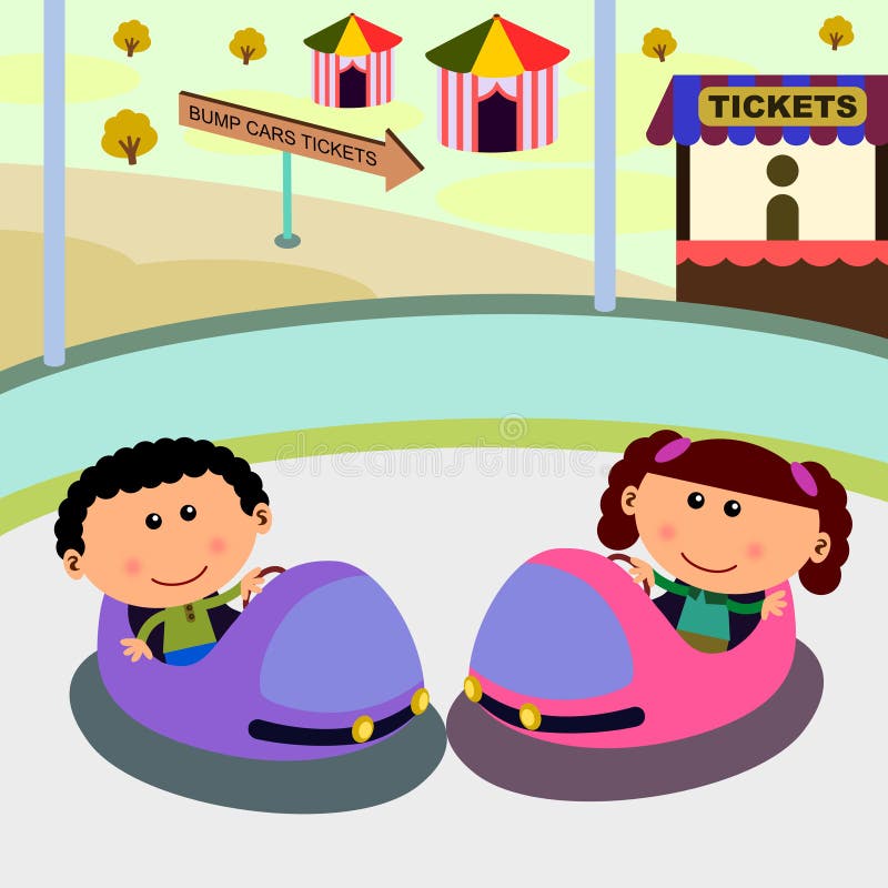 Carnival scene bump cars stock illustration. Illustration of ride ...