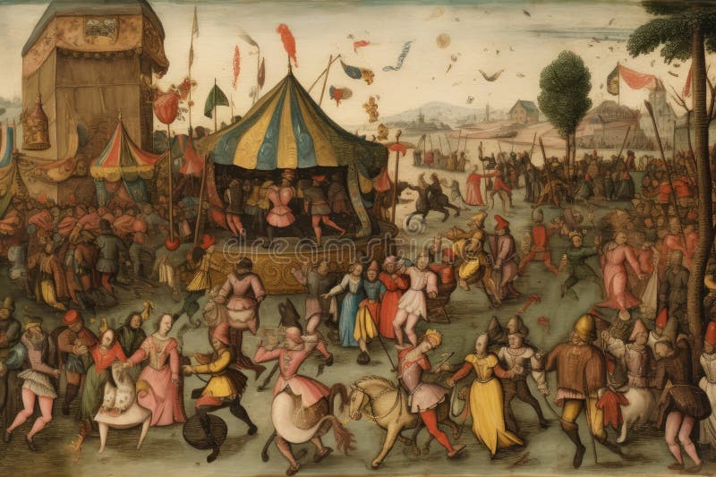 Carnival Scene with Dancing, Floats, and Revelry Stock Image - Image of ...