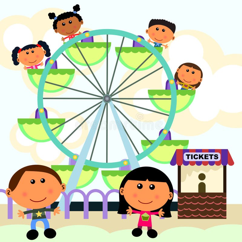 Carnival Scene Ferris Wheel Stock Illustration - Illustration of ferris ...