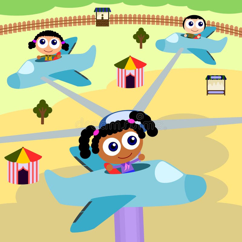 Carnival scene plane ride stock illustration. Illustration of cartoon ...