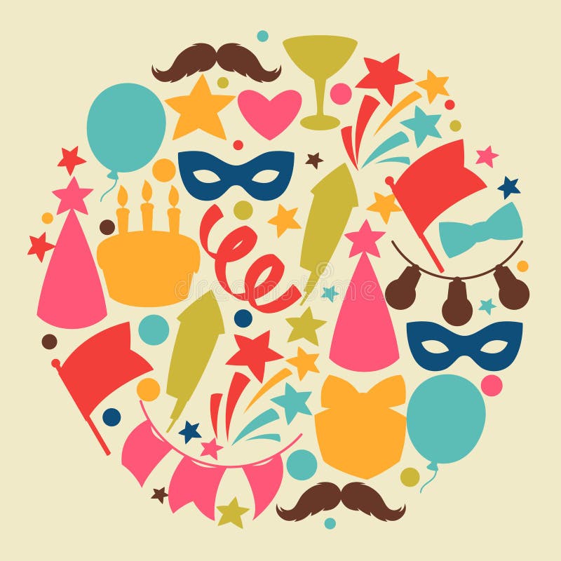 Carnival Show and Party Greeting Card with Stock Vector - Illustration ...