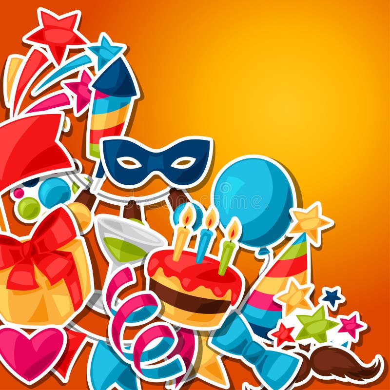 Carnival Show and Party Greeting Card with Stock Vector - Illustration ...