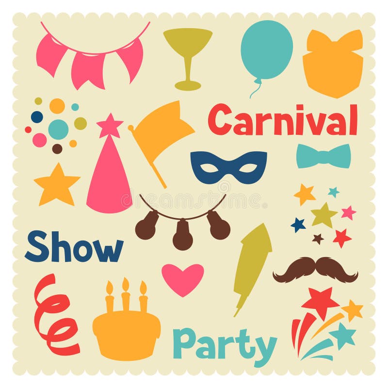 Carnival Show and Party Set of Celebration Objects Stock Vector ...
