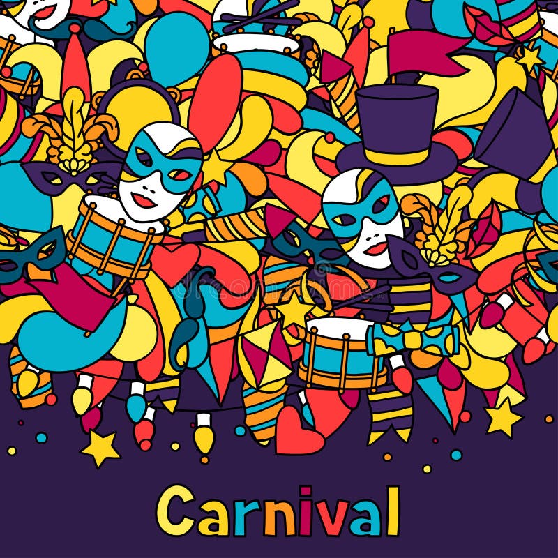 Carnival Show Seamless Pattern with Doodle Icons Stock Vector ...
