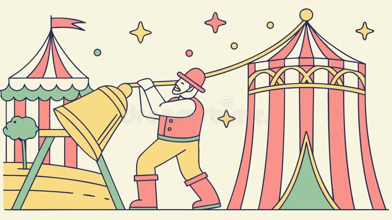 Carnival Strongman Playing the High Striker Test of Strength Game ...