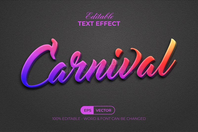 Carnival Text Effect Colorful Style. Editable Text Effect Stock Vector ...