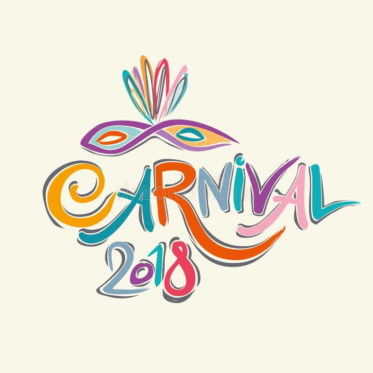 Carnival 2018 Title with Colorful Mask. Stock Illustration ...