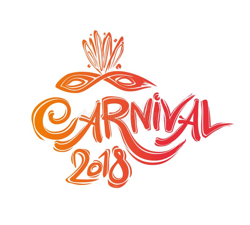 Carnival 2018. Title with Mask. Stock Illustration - Illustration of ...