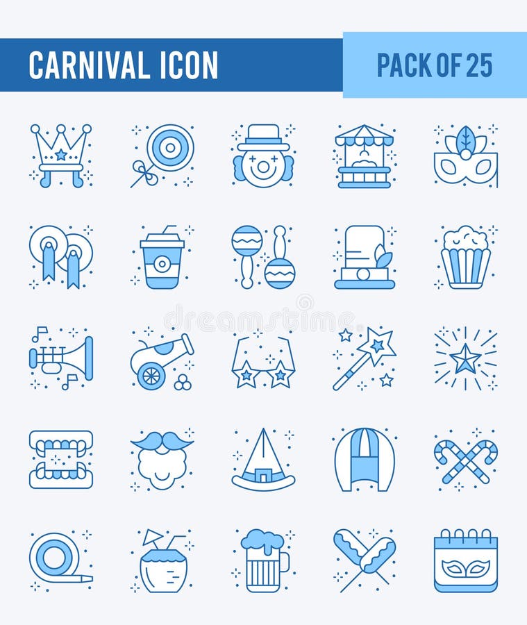 25 Carnival. Two Color Icons Pack. Vector Illustration Stock Vector ...