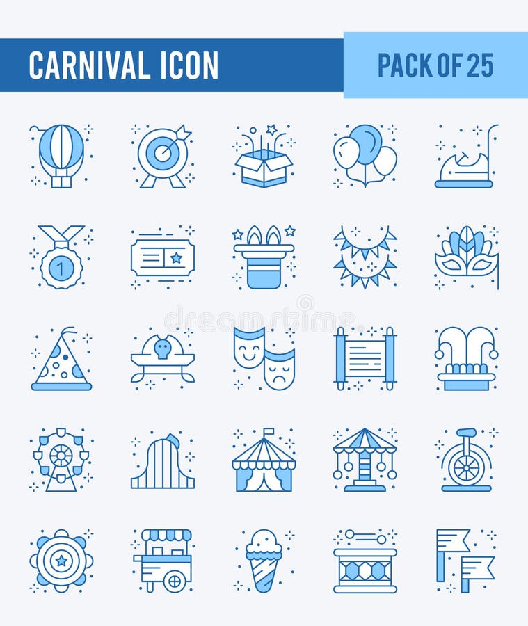 25 Carnival. Two Color Icons Pack. Vector Illustration Stock Vector ...