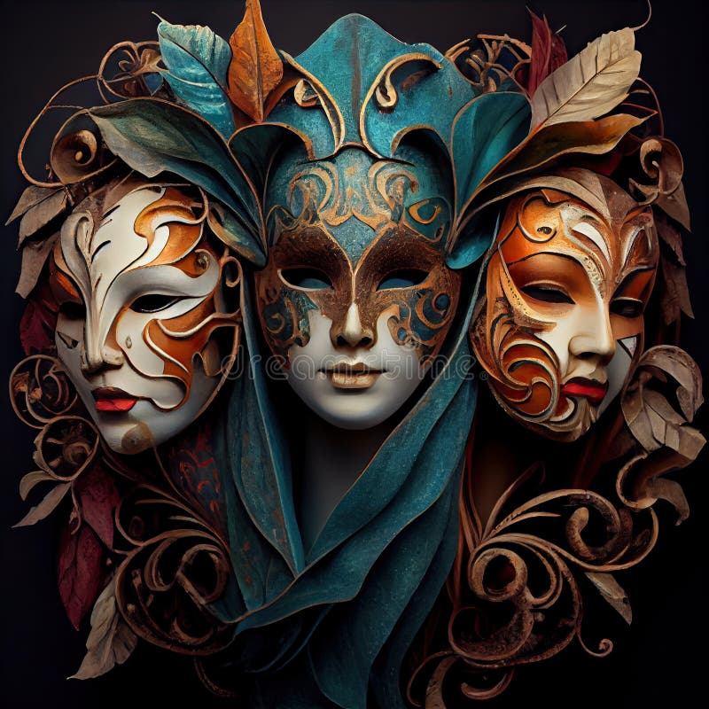 Carnival Women S Masks. Generative AI Stock Illustration - Illustration ...