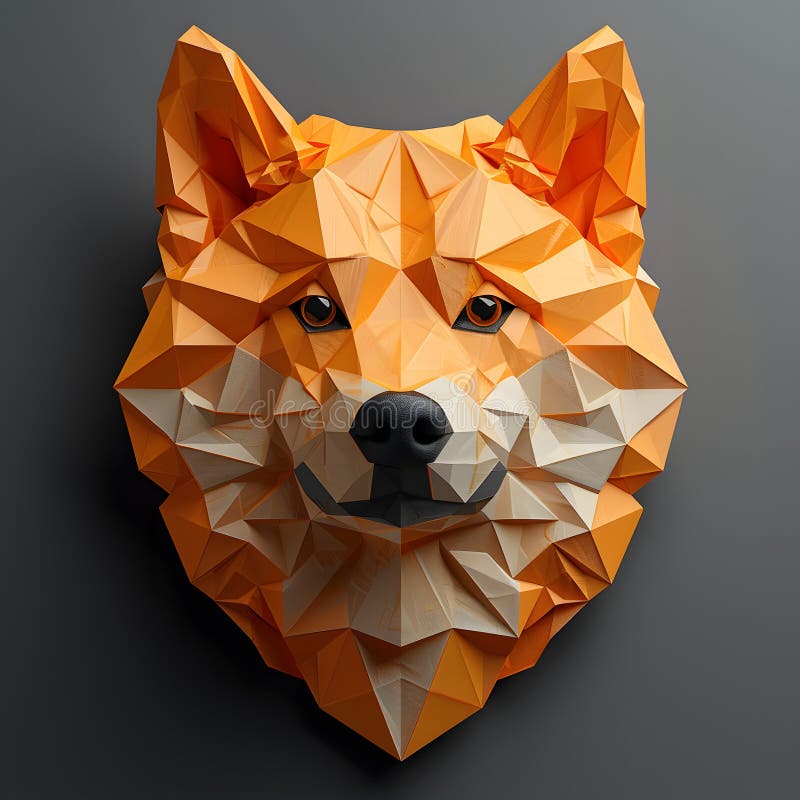 A Low Poly Model of a Fox S Head on a Black Background Stock Photo ...