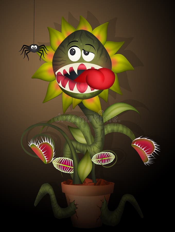 Carnivorous Plant Eat Spider Stock Illustration - Illustration of ...