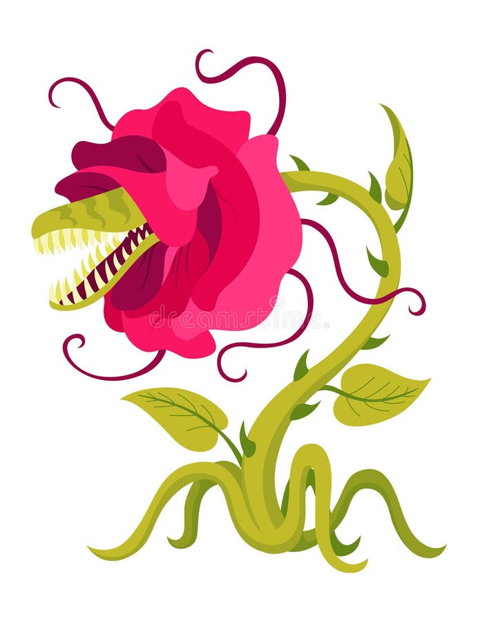 Carnivorous Plant in Fantasy Design. Cartoon Flytrap in Pot, Plant ...