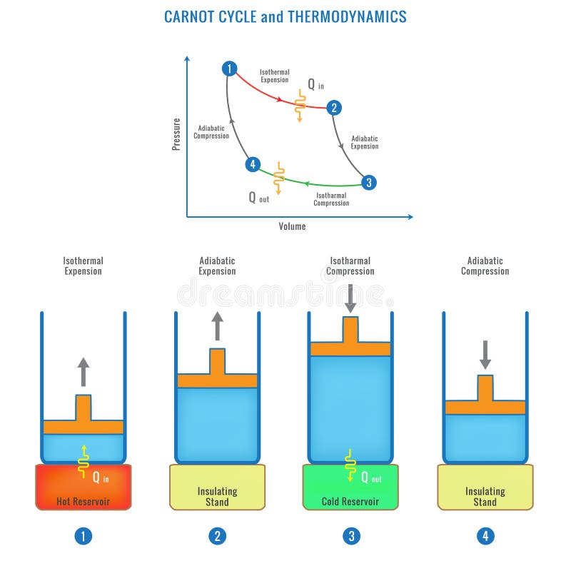 Carnot Cycle Vector Illustration Labeled Educational Thermodynamic ...