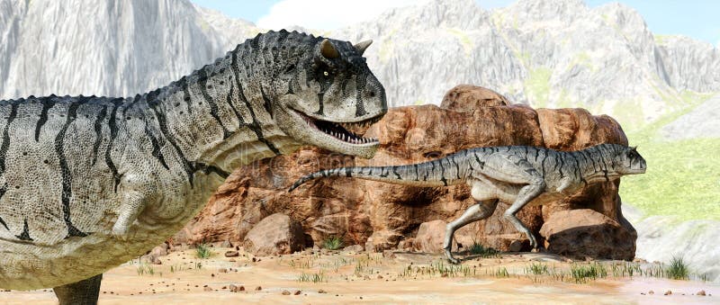 Carnotaurus Dinosaurs stock illustration. Illustration of realistic ...