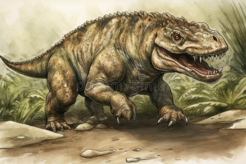 A Carnotaurus Sprinting with Daggerlike Teeth. Stock Illustration ...