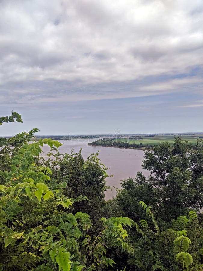 Carolina River Running Behind Leaves and Trees in Summer with Cloudy ...