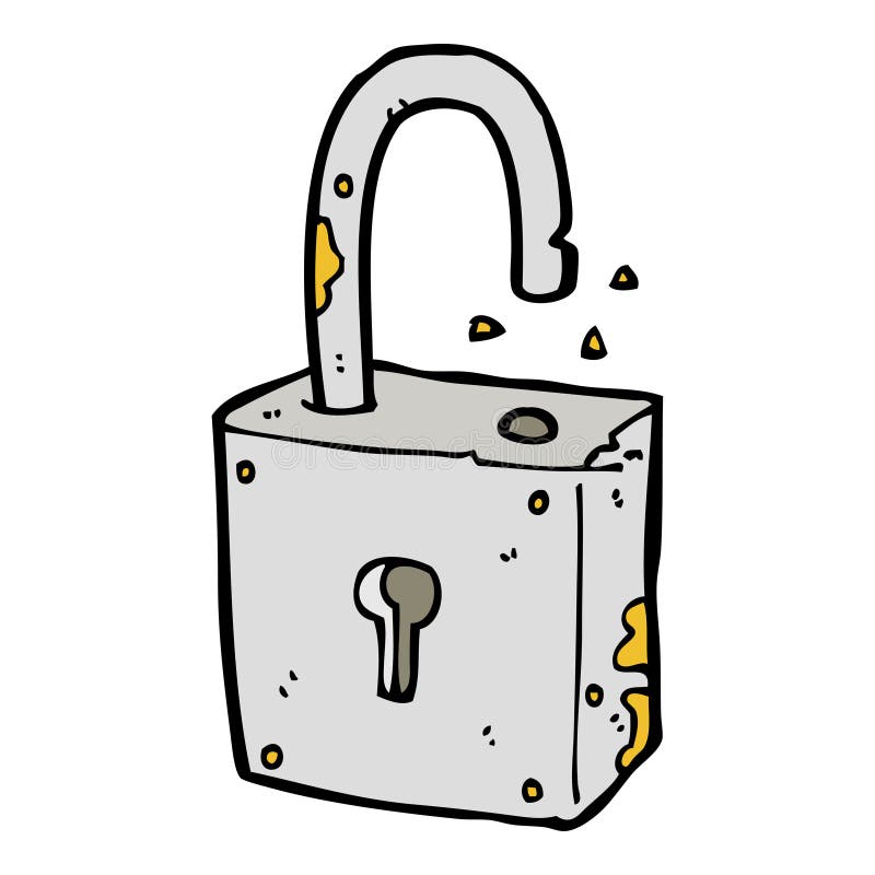Caroon rusty old padlock stock vector. Illustration of retro - 37011798