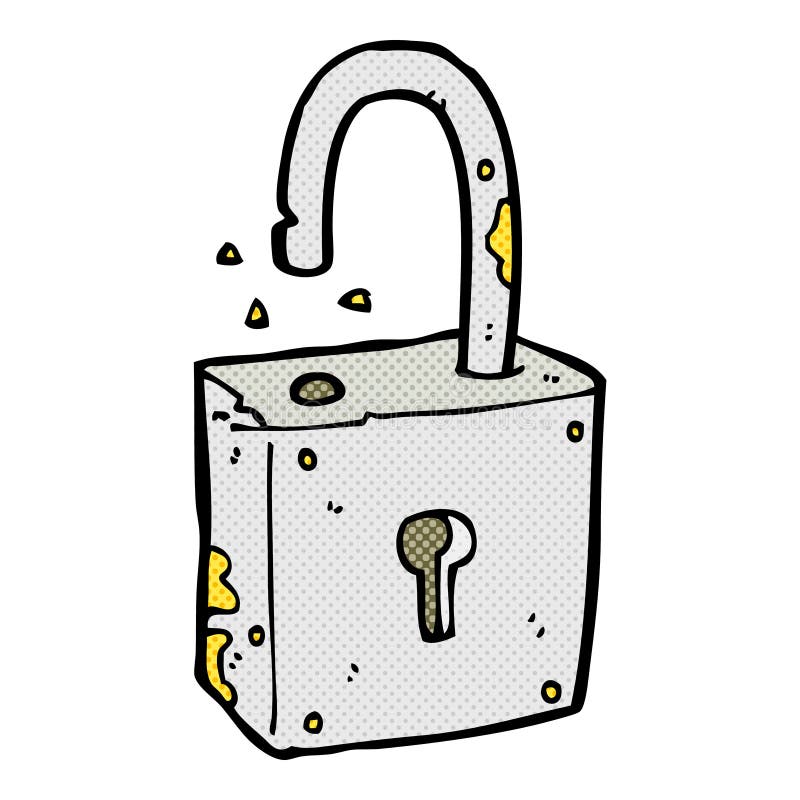 Caroon rusty old padlock stock vector. Illustration of retro - 37011798
